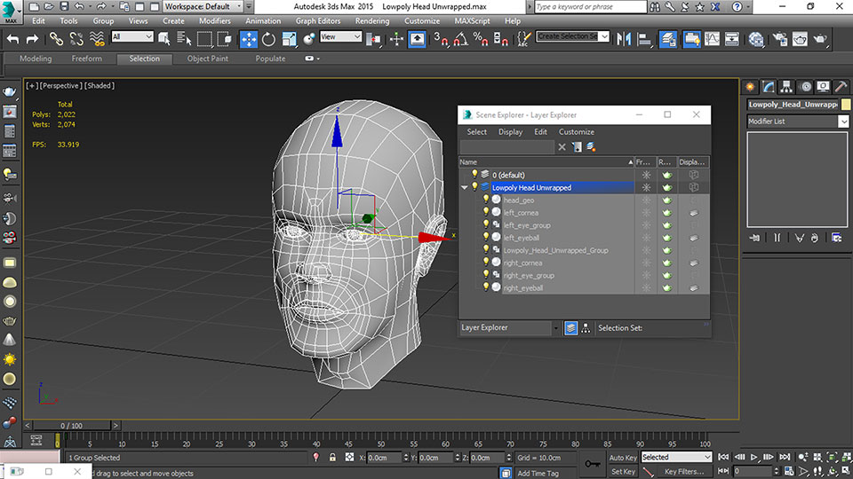 Lowpoly Head Unwrapped - 3D Models for Professionals :: adept3D